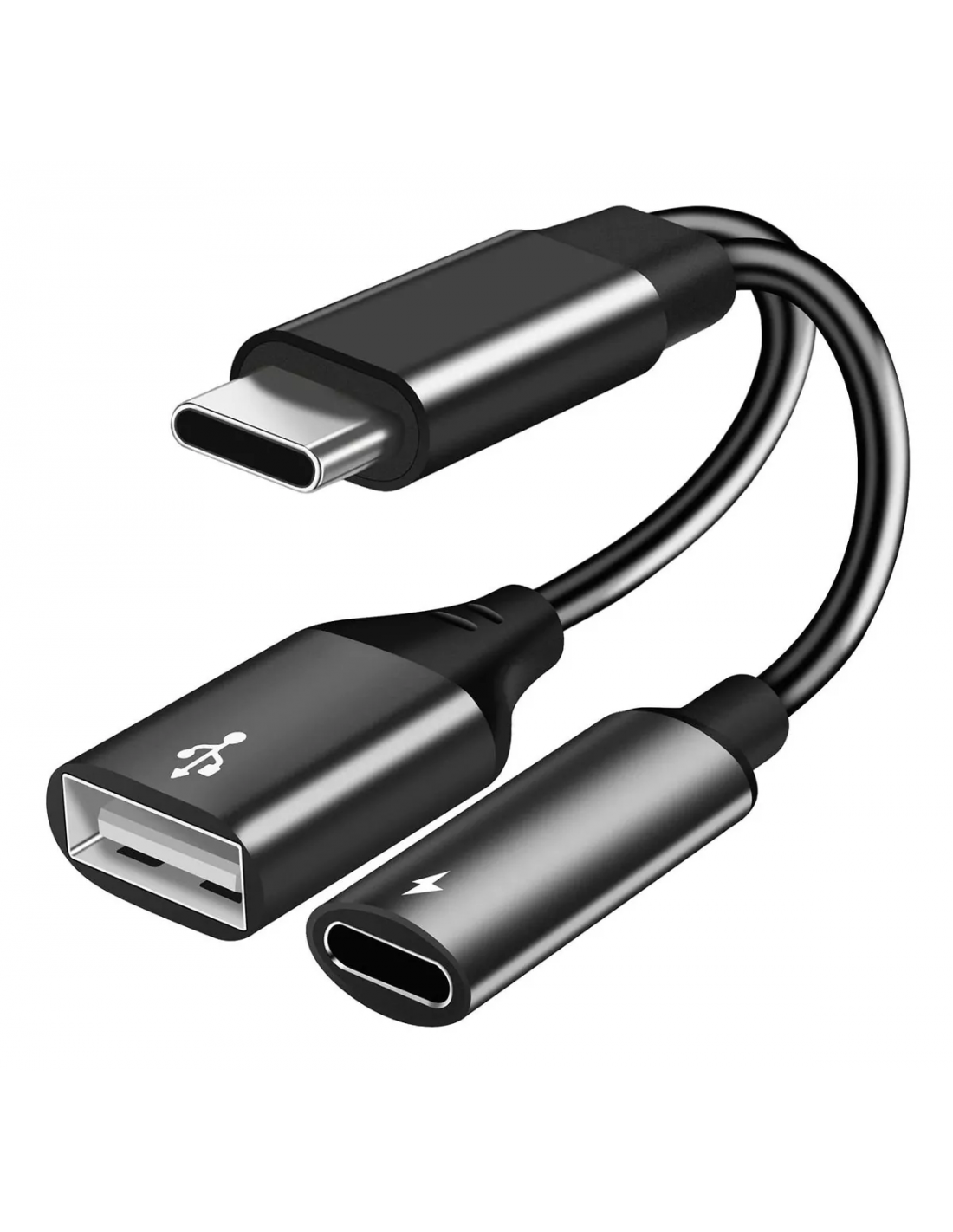 ADAPTADOR TIPO C MACHO A USB HEMBRA CON PUERTO DE CARGA