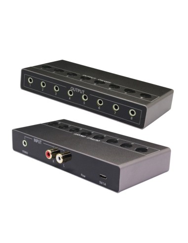 SPLITTER DE AUDIO 8 SALIDAS SELECTOR MULTICANAL RCA+JACK 3.5MM